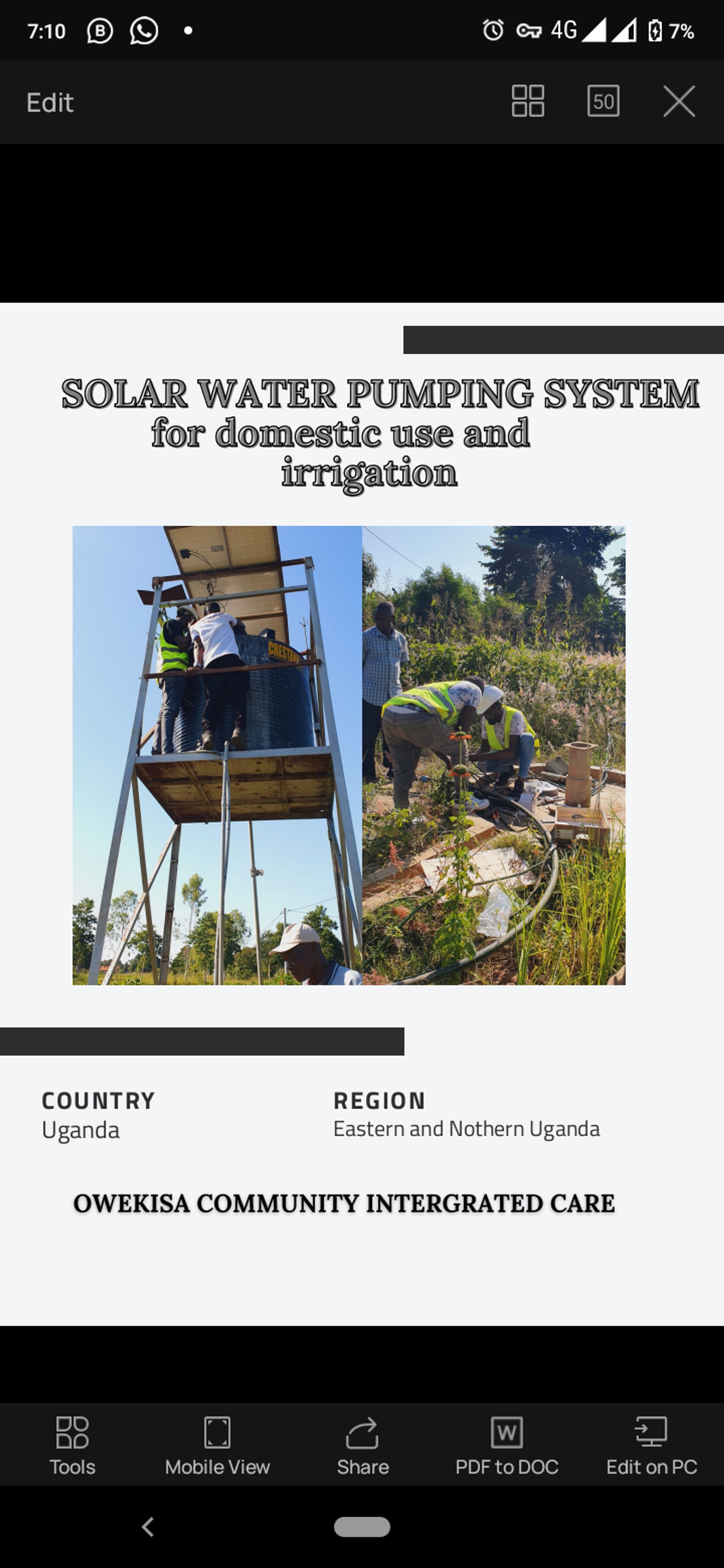 Solar underground water pumping - UpLink - Contribution